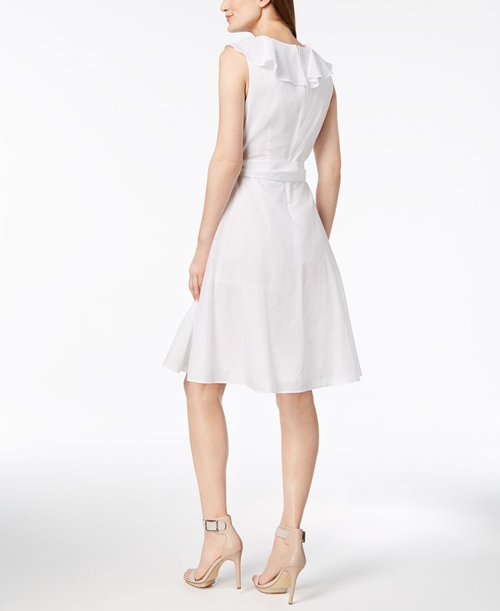 Calvin Klein Cotton Ruffled Wrap Dress - Macy's