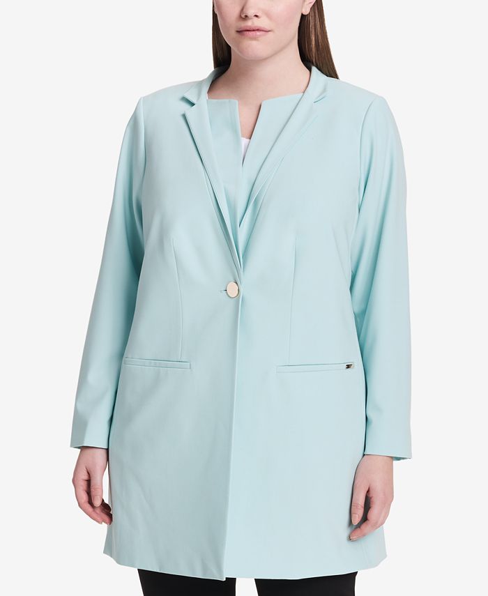 Calvin Klein Plus Size Star-Neck Topper Jacket - Macy's