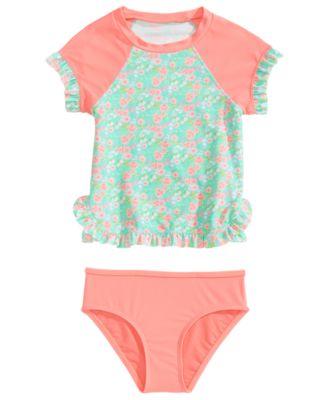 Summer Crush 2-Pc. Floral-Print Rash Guard Swimsuit, Little Girls - Macy's