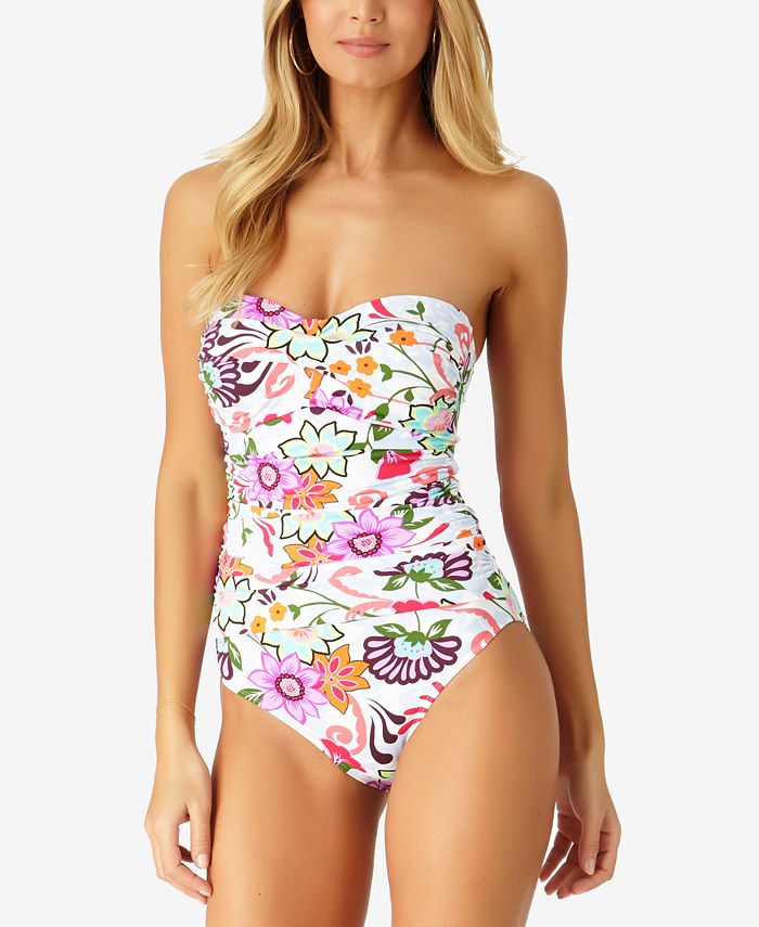 Anne Cole Fleetwood Floral Print Twist Bandeau One Piece Swimsuit Macys