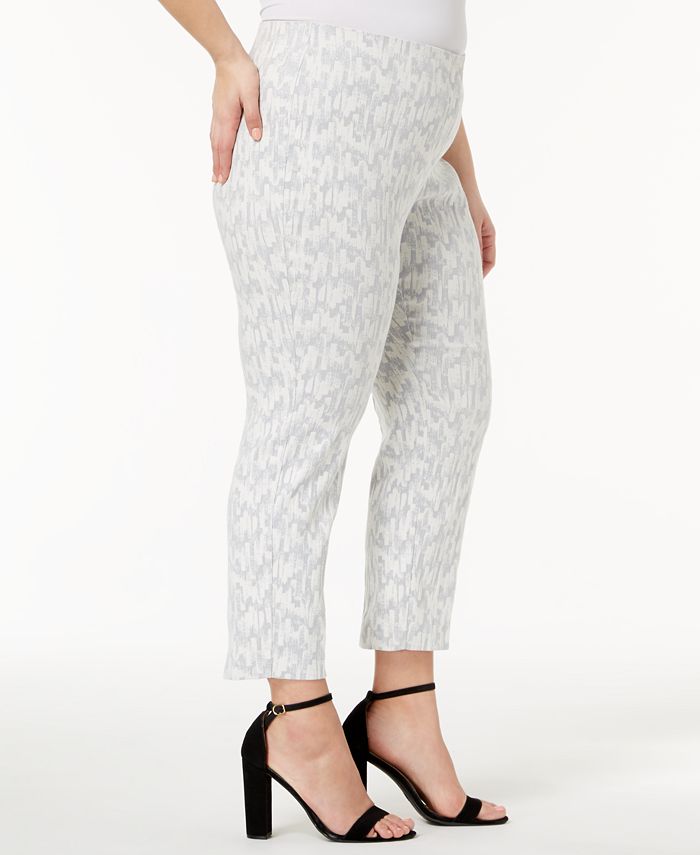 Alfani Plus Size Jacquard Ankle Pants - Macy's