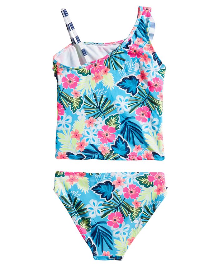 Breaking Waves 2-Pc. Tropical-Print Ruffled Tankini, Little & Big Girls ...