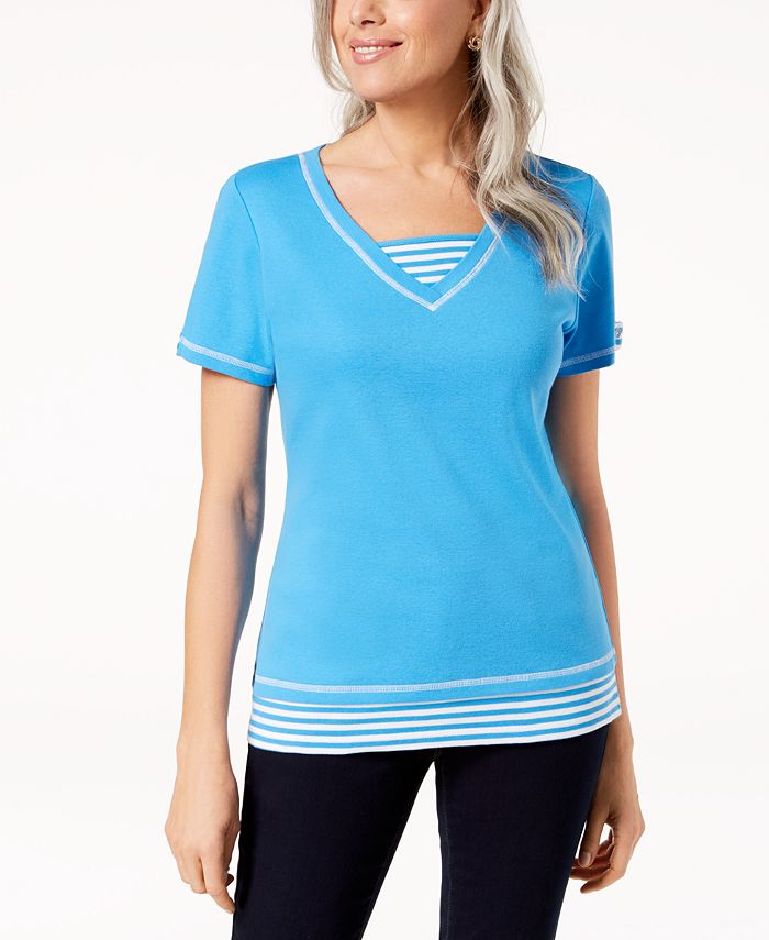 Karen Scott Layered-Look T-Shirt, Created for Macy's - Macy's