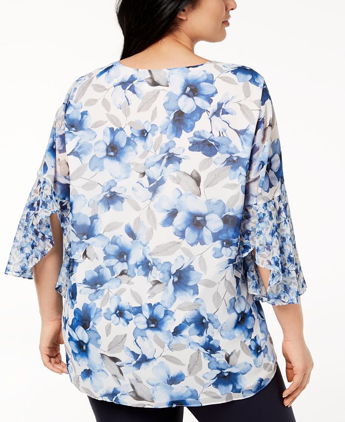 Calvin Klein Plus Size Flare-Sleeve Top - Macy's
