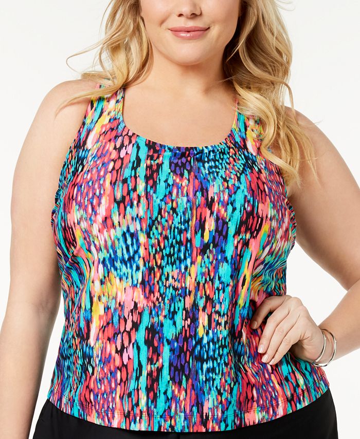 GO by Gossip Plus Size Spotlight Racerback Tankini Top, Created for ...