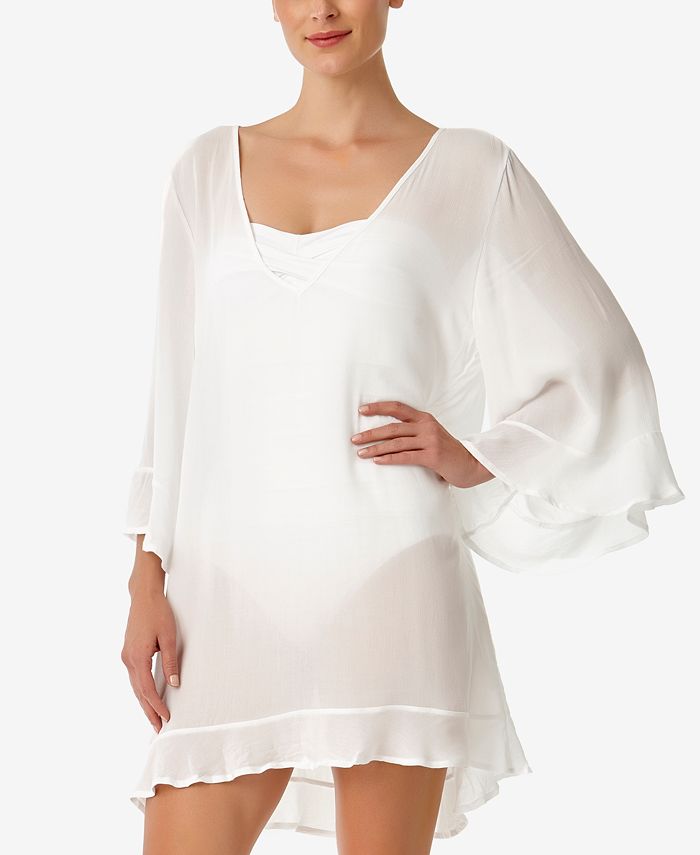 Anne Cole Sheer Ruffled Tunic Cover-Up - Macy's