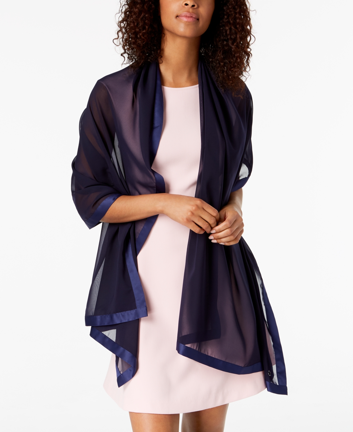 Click here for Calvin Klein Elegant Satin-Trim Chiffon Evening Wr... prices