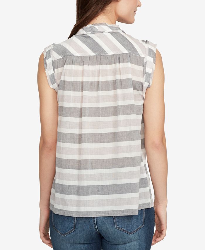WILLIAM RAST Cotton Striped Lace-Up Top - Macy's