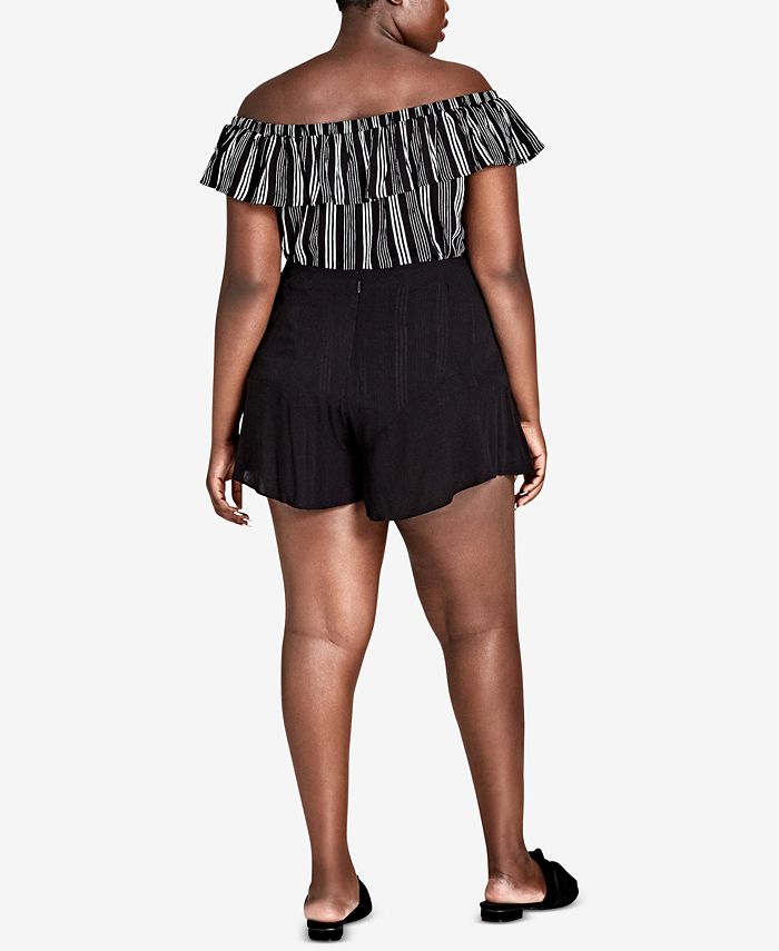 City Chic Trendy Plus Size Ruffled Shorts - Macy's