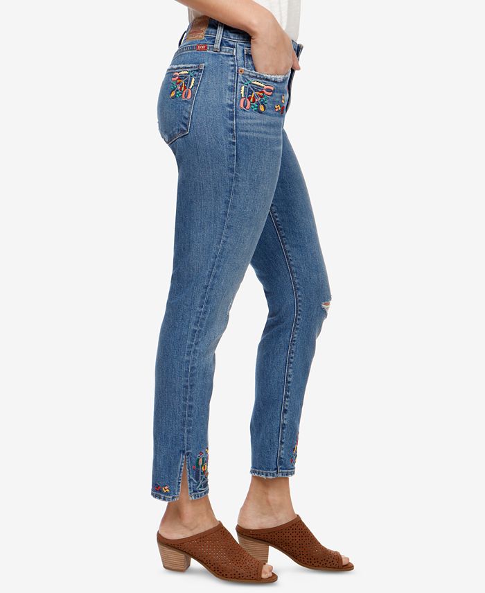 Lucky Brand Ava Embroidered Ripped Skinny Jeans - Macy's