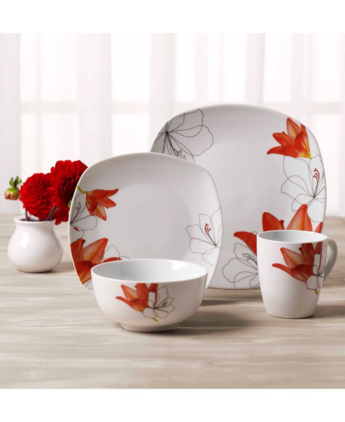 Tabletops Unlimited Lily 16-Pc. Dinnerware Set, Service for 4 - Macy's