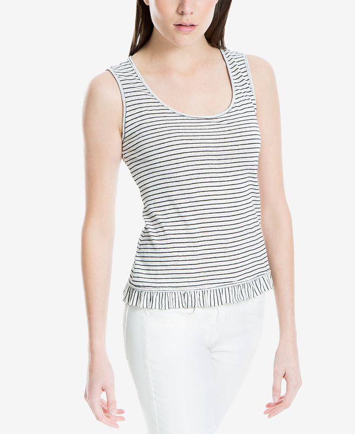 Max Studio London Striped Ruffle-Hem Tank Top, Created for Macy's - Macy's