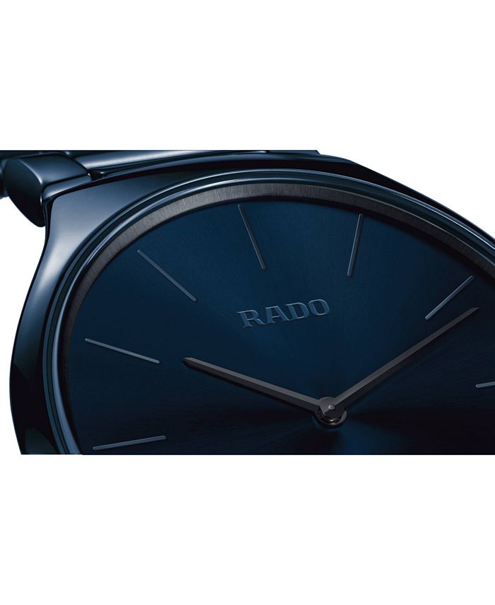 Rado Unisex Swiss True Thinline Blue Ceramic Bracelet Watch 39mm - Macy's