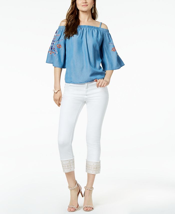 INC International Concepts I.N.C. Off-The-Shoulder Embroidered Top ...