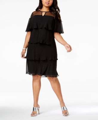 SL Fashions Plus Size Embellished Tiered Keyhole Dress - Macy's