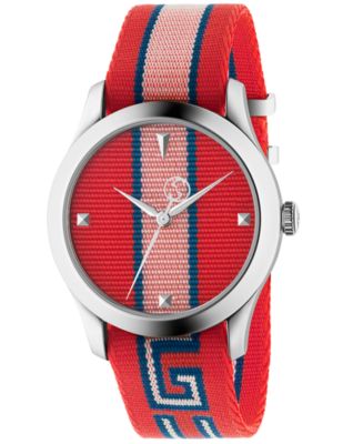 Gucci Men's Swiss G-Timeless Red, Blue & Pink Nylon Strap Watch 38mm ...