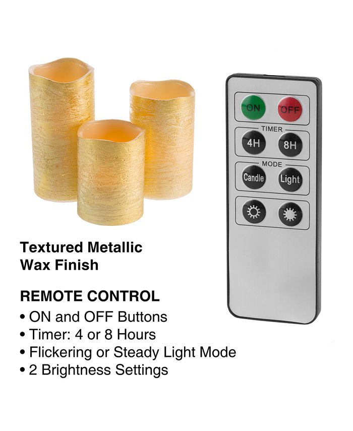 Trademark Global 4-Pc. Distressed Flameless LED Candles & Remote ...