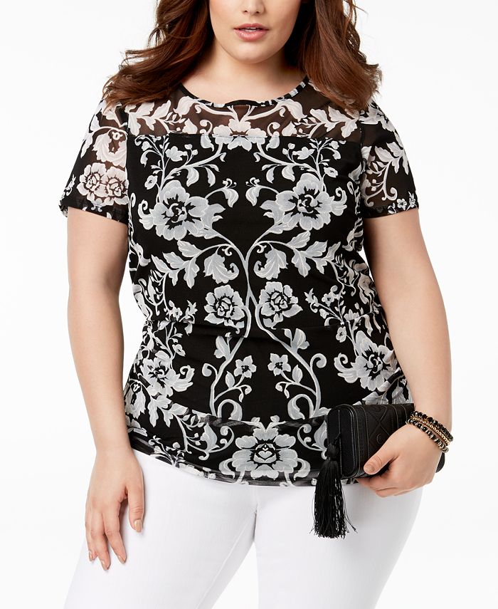 Inc International Concepts I N C Plus Size Side Ruched Print Top