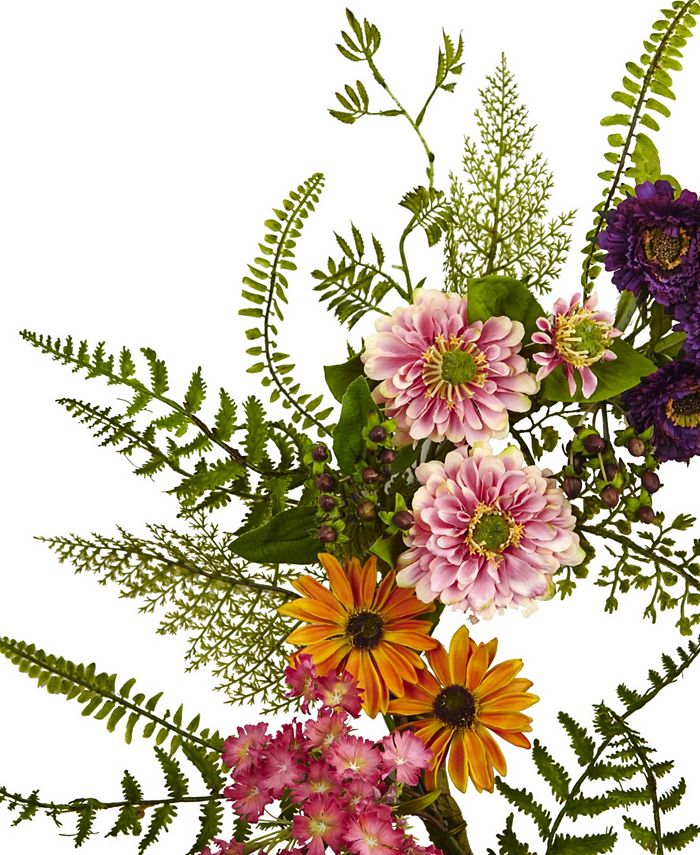Nearly Natural Mixed Flower Wreath - Macy's