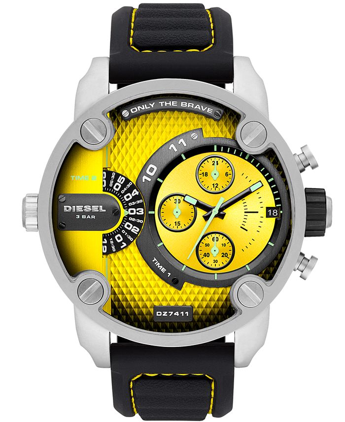 Diesel Men's Chronograph Little Daddy Black Silicone Strap Watch 52mm ...