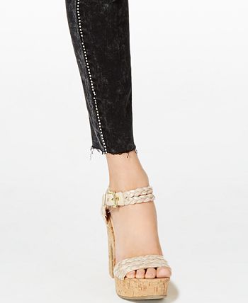 GUESS Rhinestone-Embellished Ripped Skinny Jeans - Macy's