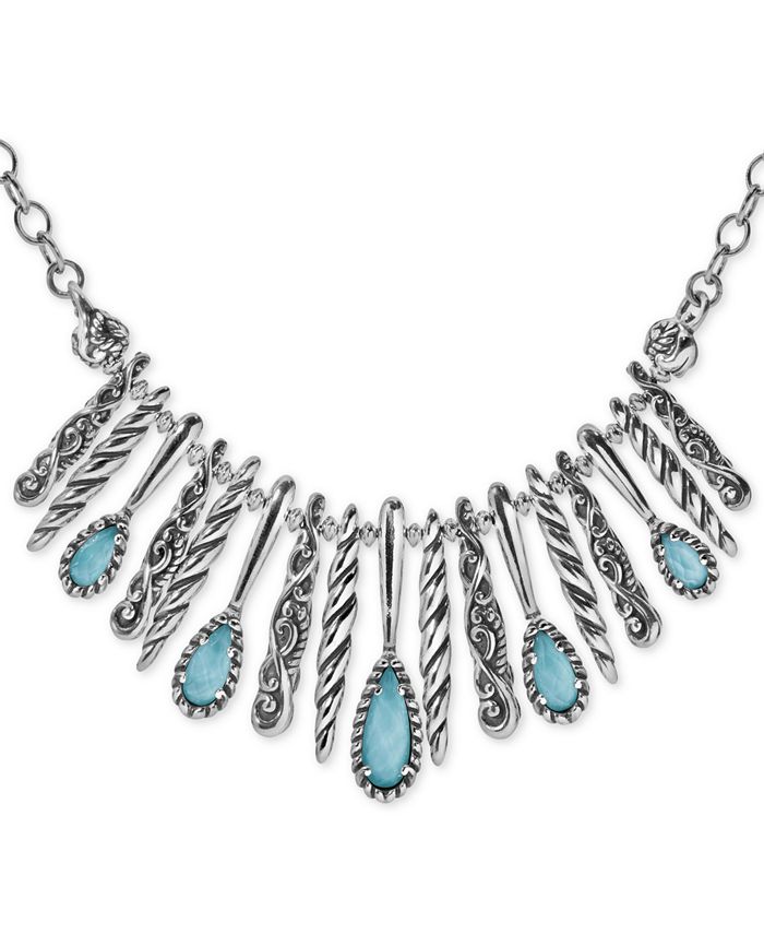 Macy's Carolyn Pollack Turquoise/Rock Crystal Doublet Statement ...