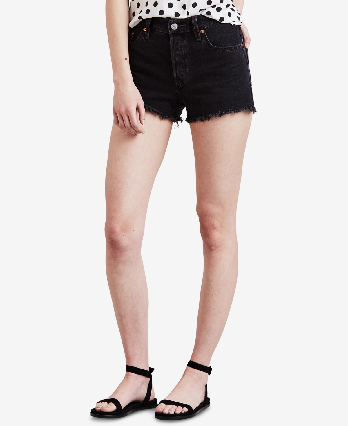 Levis Womens 501 Original High Rise Denim Short  30  Black