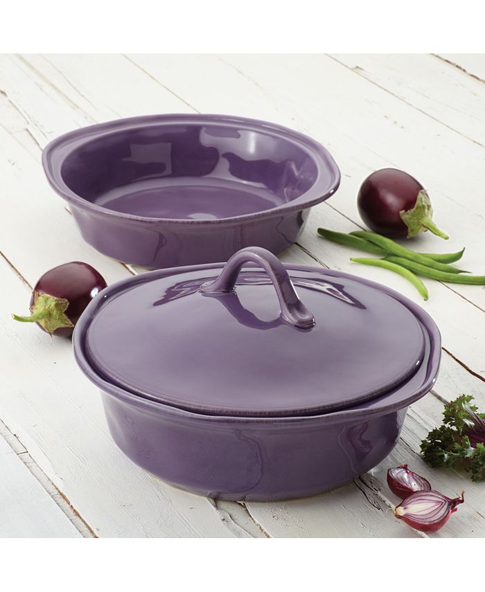 Rachael Ray Cucina Stoneware 3-Pc. Round Casserole & Lid Set - Macy's