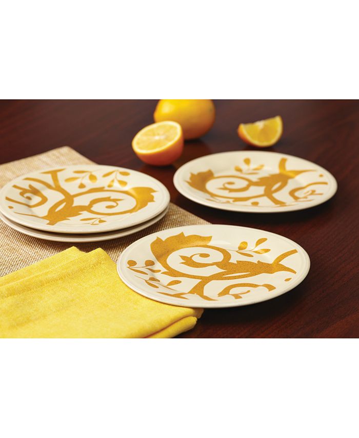 Rachael Ray Gold Scroll Almond Cream Salad Plate - Macy's