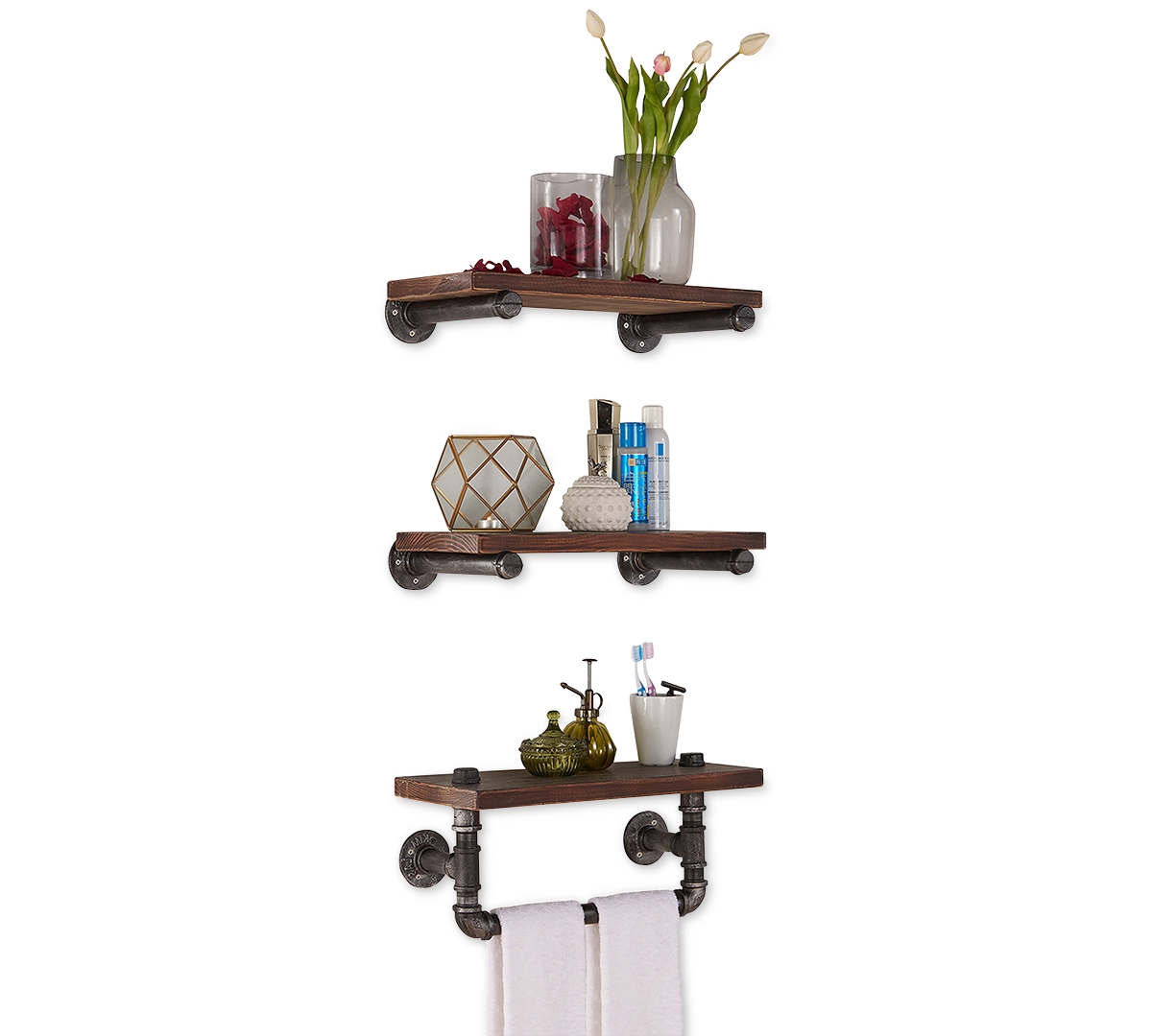 Click here for 20 Conrad Industrial Pine Wood Floating Wall Shelf... prices
