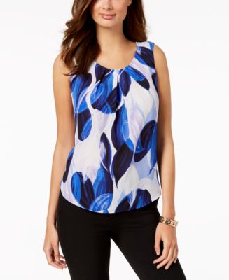 Nine West Printed Jewel-Neck Shell - Macy's