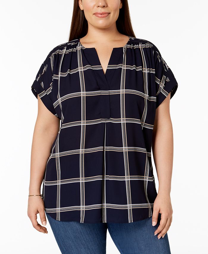 Charter Club Plus Size Plaid Top, Created for Macy's - Macy's