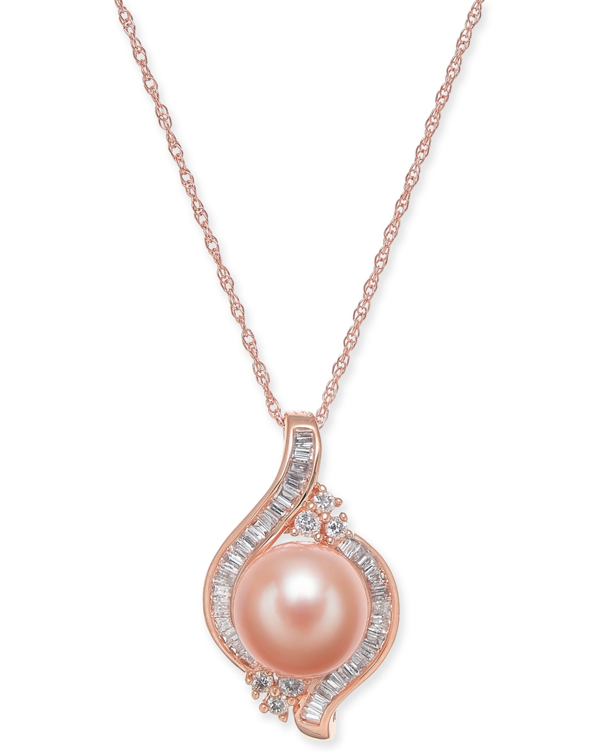 Click here for Pink Cultured Freshwater Pearl (8mm) & Diamond (1/... prices