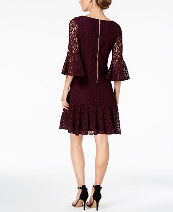 Calvin Klein Bell-Sleeve Lace Dress - Macy's