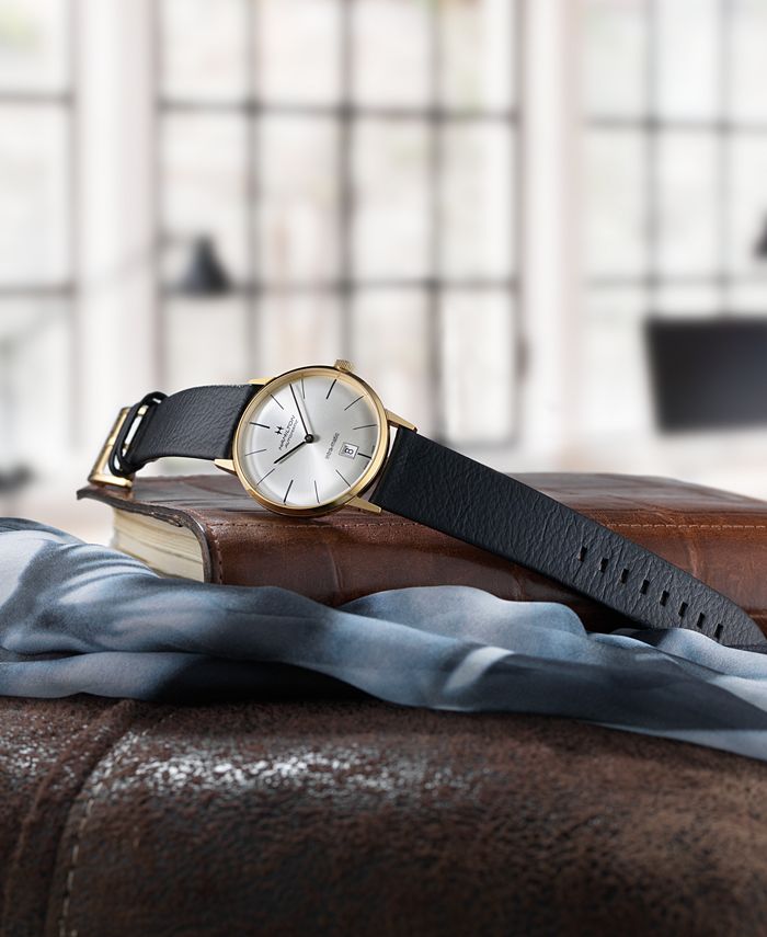 Hamilton Men's Swiss Automatic Intra-Matic Black Leather Strap Watch ...