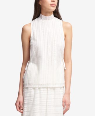 DKNY Mock-Neck Tie-String Top - Macy's