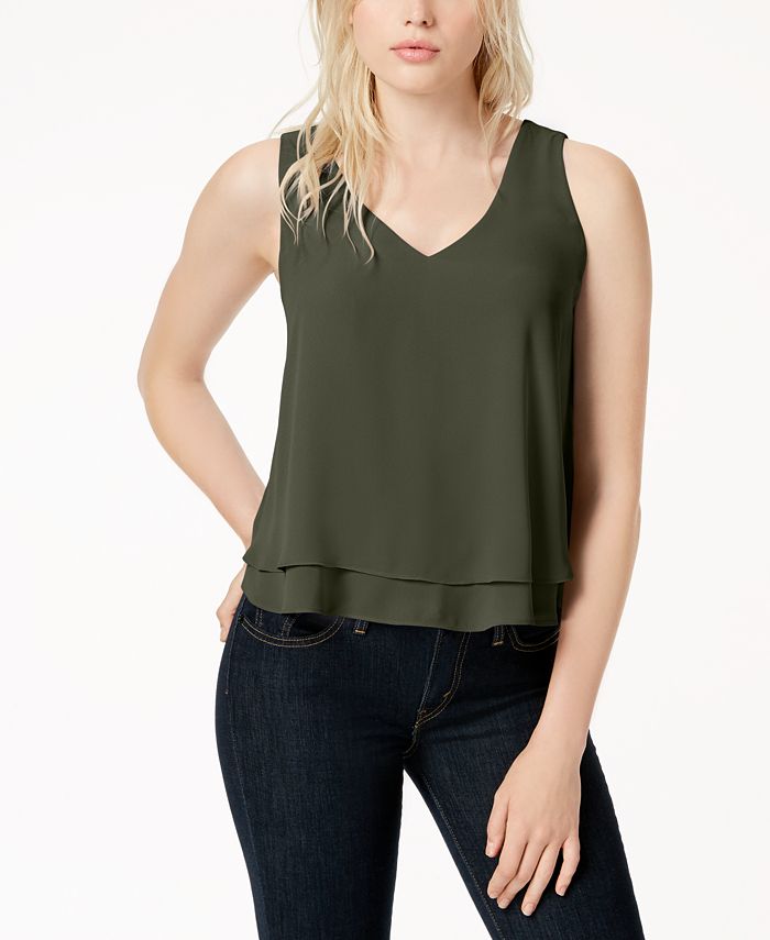 Bar III Layered-Hem Tank Top, Created for Macy's - Macy's