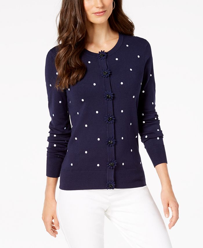 Charter Club Dot-Print Cardigan, Created for Macy's - Macy's