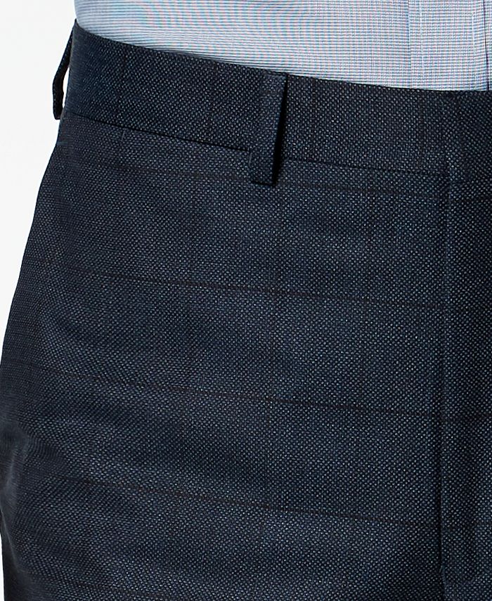 DKNY Men's Slim-Fit Blue/Tan Windowpane Suit Pants - Macy's