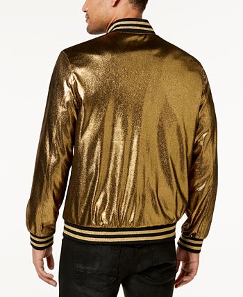 INC International Concepts I.N.C. Men's Gold Foil Bomber Jacket ...