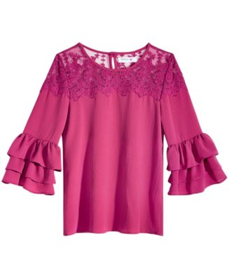Beautees Big Girls Lace Peasant Top - Macy's
