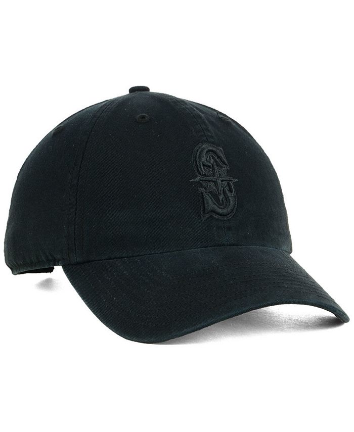 '47 Brand Seattle Mariners Black on Black CLEAN UP Strapback Cap - Macy's