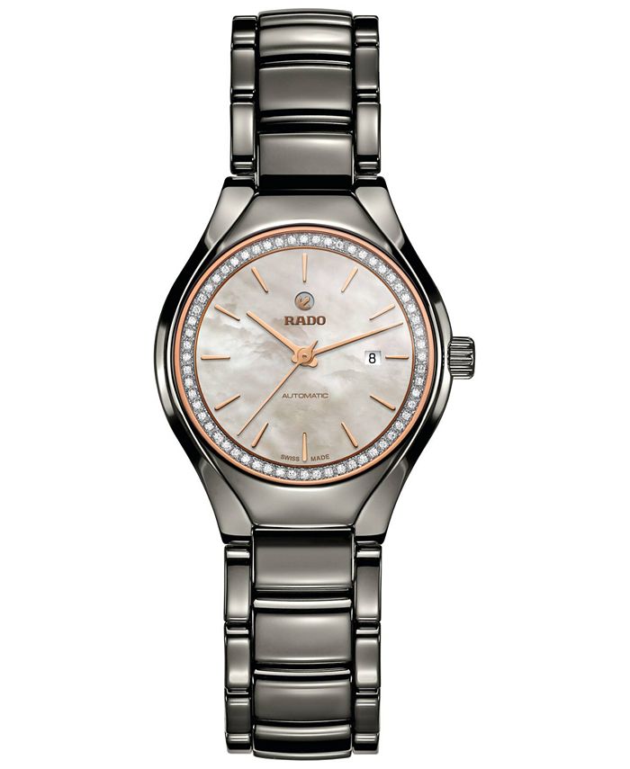 Rado Women's Swiss Automatic True Diamond (1/8 ct. t.w.) Plasma High ...