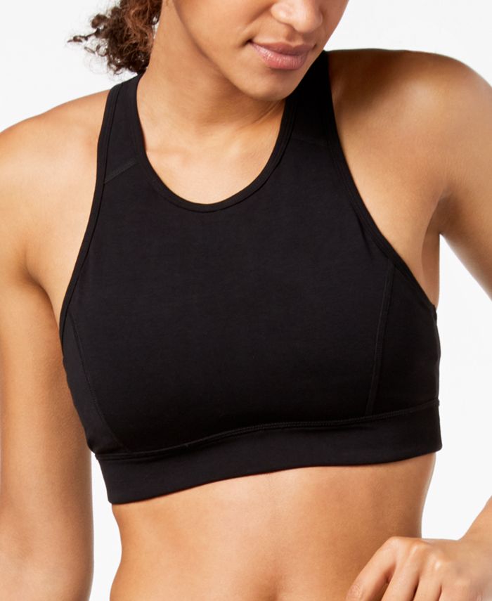 Calvin Klein High-Neck Lattice-Back Low-Impact Sports Bra - Macy's