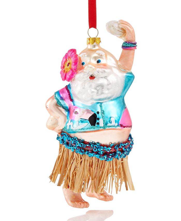 Holiday Lane Dancing Santa In Hula Skirt with Flower Ornament, Created ...