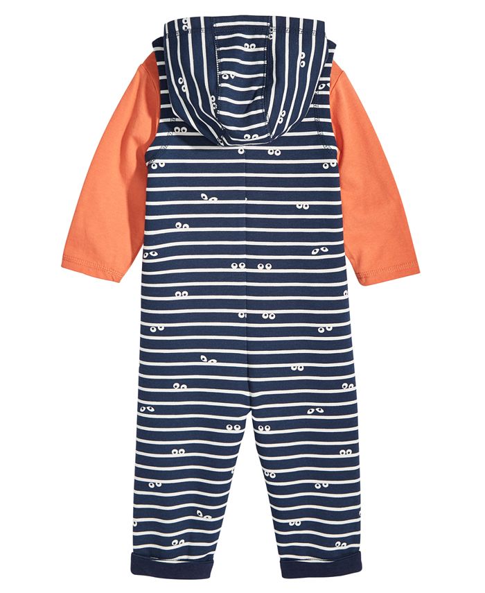 First Impressions Baby Boys 2-Pc. T-Shirt & Hooded Eyes-Print Overall Set, Created for Macy's ...