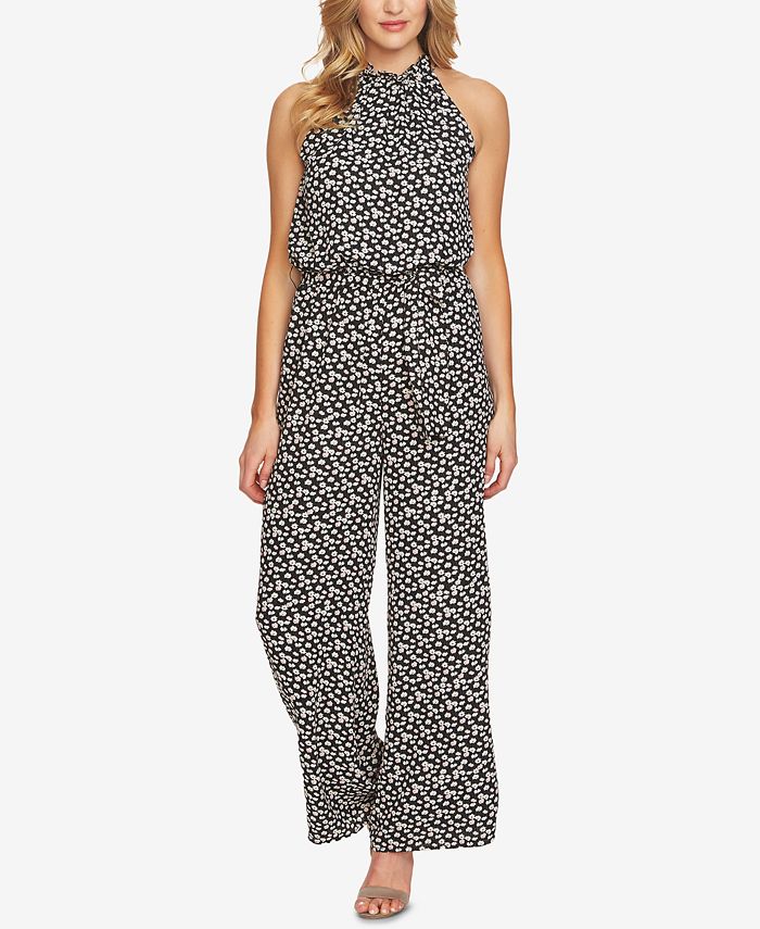 CeCe Floral-Print Belted Jumpsuit - Macy's