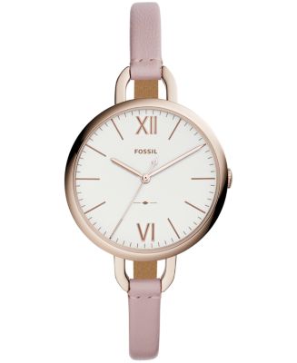 Fossil Women's Annette Pastel Pink Leather Strap Watch 36mm - Macy's