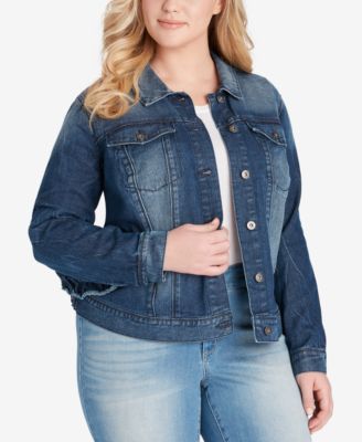 Jessica Simpson Plus Size Peony Ruffled Denim Jacket - Macy's