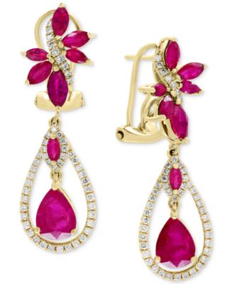 EFFY® Certified Ruby (4-1/2 ct. t.w.) & Diamond (5/8 ct. t.w.) Drop ...